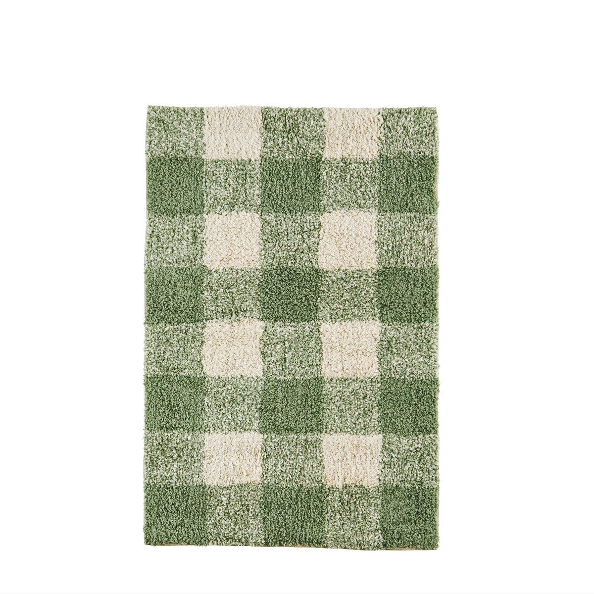 Madam Stoltz Checked Tufted Bath Mat - Light green – Rhool
