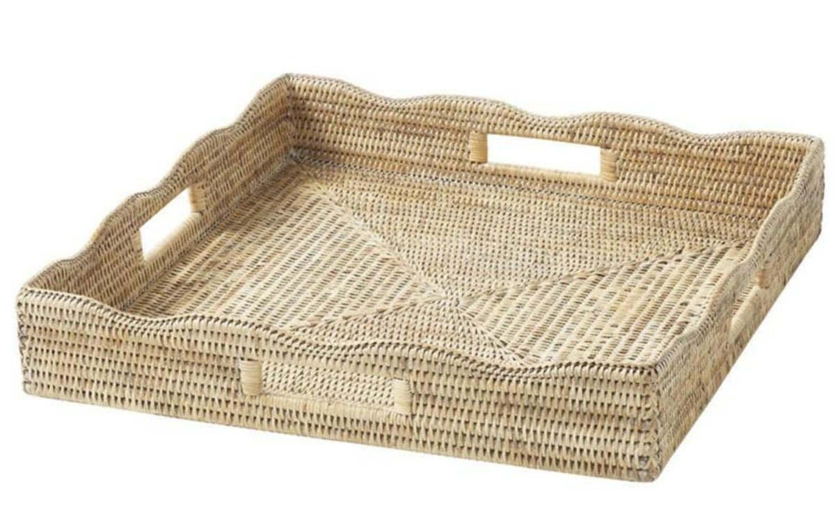 Large white rattan ocean wave tray – Rhool