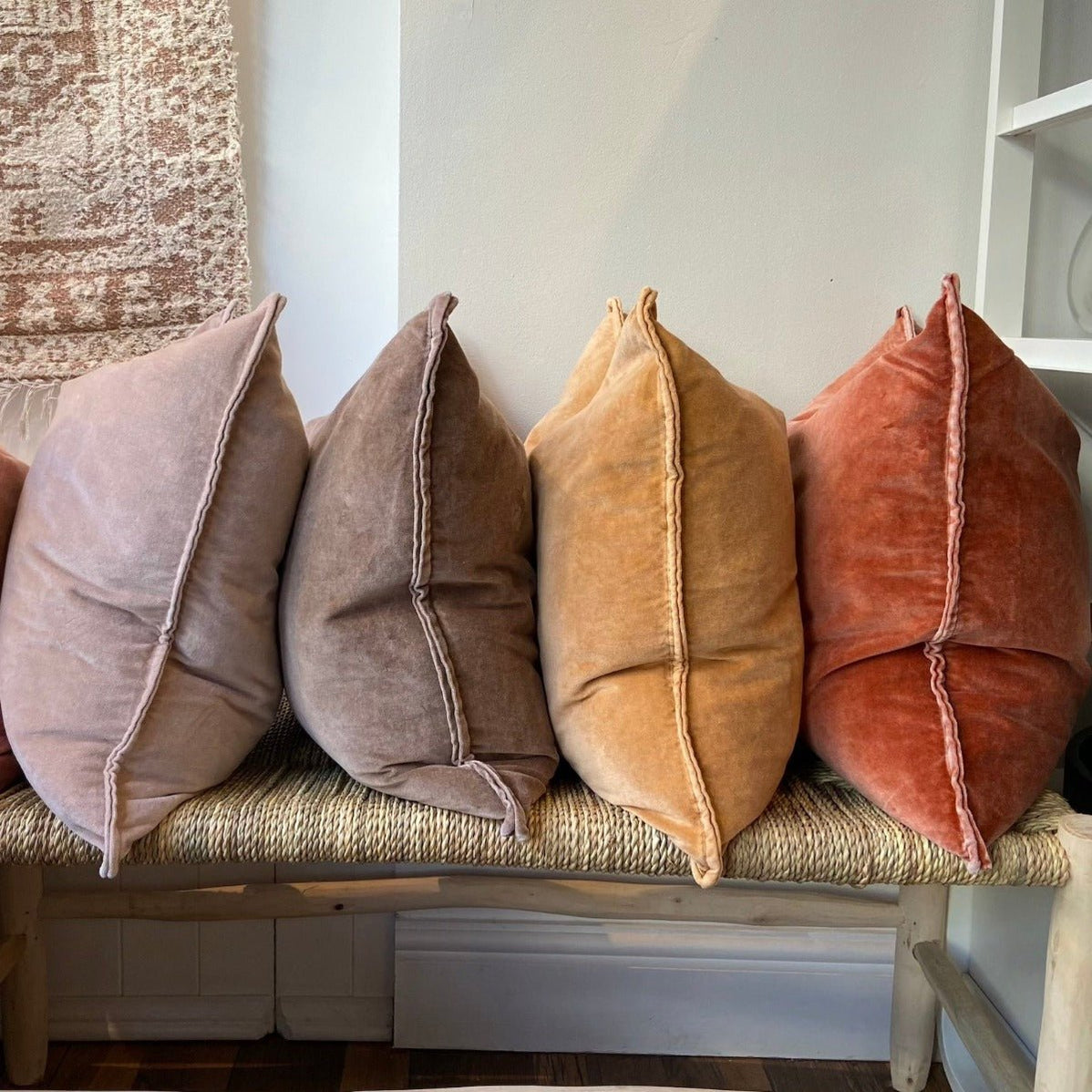 Stonewashed Velvet Cushion - Squash Red – Rhool