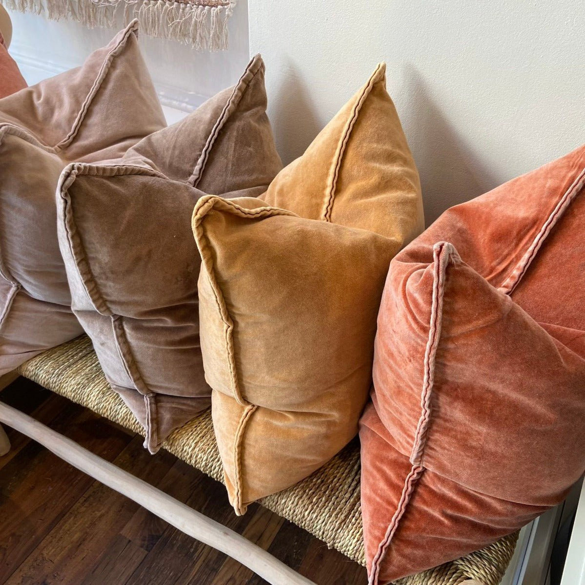 Stonewashed Velvet Cushion - Squash Red – Rhool