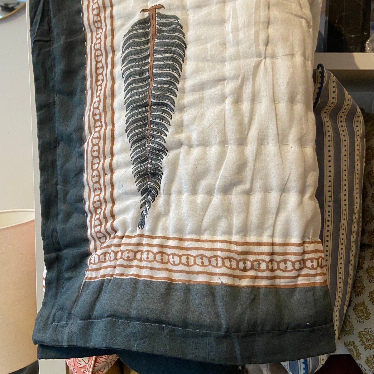 Reversible Block Print Cotton Quilt - Large Fern – Rhool