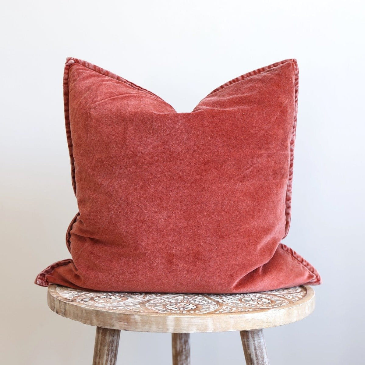 Stonewashed Velvet Cushion - Papaya – Rhool