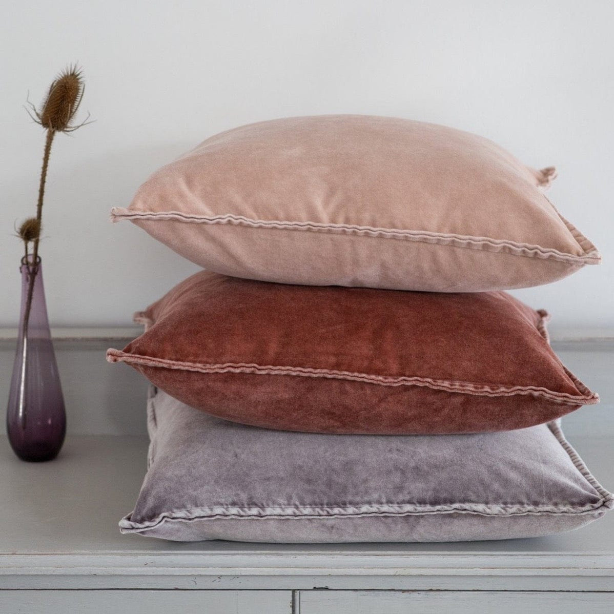 Stonewashed Velvet Cushion - Papaya – Rhool