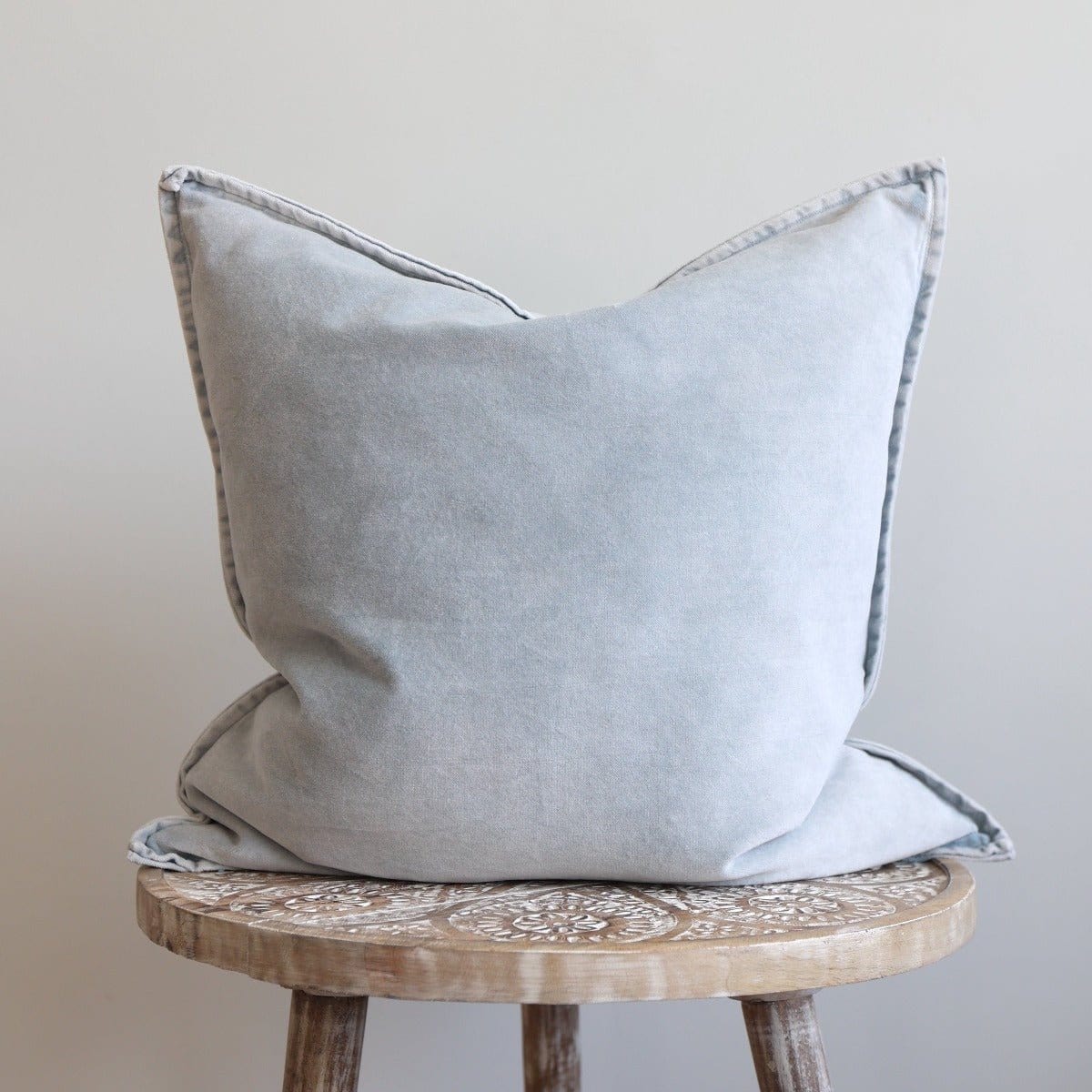 Stonewashed Velvet Cushion - Powder Blue – Rhool