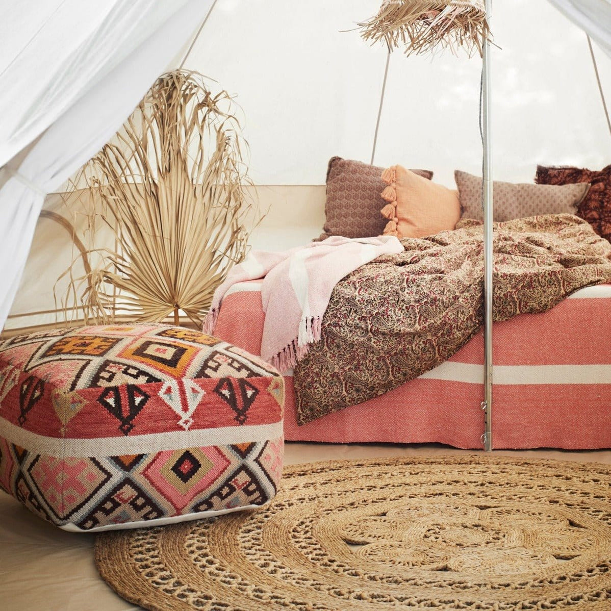 Woven Aztec Wool Pouffe – Rhool